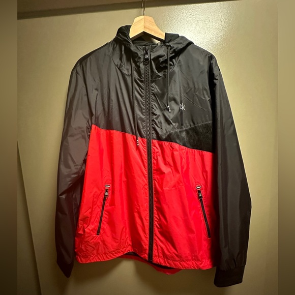 Calvin Klein | Jackets & Coats | Calvin Klein Red And Black Colorblock ...